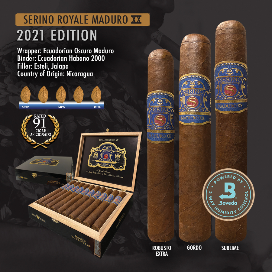 2021 Serino Royale Maduro XX / Box of 20 - Serino Cigar Co. - A ...